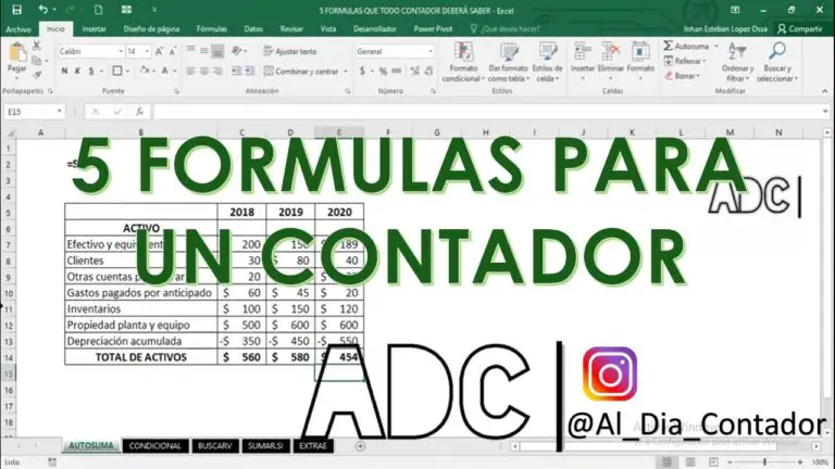 Formulas de excel mas usadas en contabilidad | Actualizado noviembre 2022